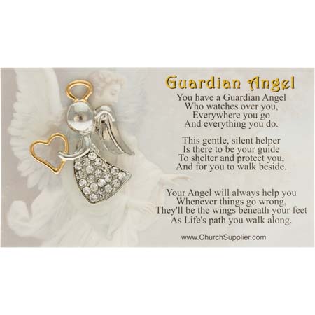 Gold & Silver Guardian Angel Pin - Love Angel