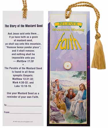 Mustard Seed Bookmark with Lapel Pin
