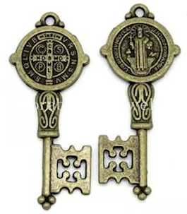 St. Benedict Antique Bronze Key Charm