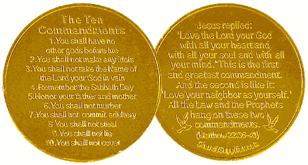 Ten Commandments Coins Large Gold Aluminum