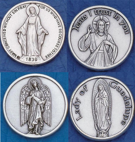 Catholic Saint Coins 50 Different Saints - Pewter