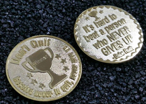 Never Give Up Don't Quit Sports Coin - Gold