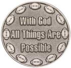 Football Player Coin Pewter Silver and Enamel Coloring