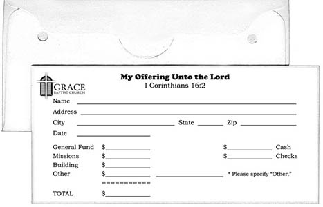 Custom Printed Church Envelopes - Black Ink on 1 Side (1000 Minimum)