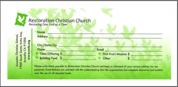 Custom Church Pew Envelopes - Black & 1-Color, 1 Side (1000 Minimum)
