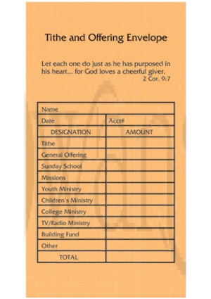 Tithe and Offering Church Envelopes (Pkg of 100)