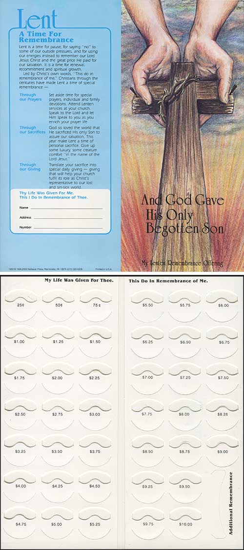 $10 Hands of God Lent Semi-dated Coin Folder With Cross