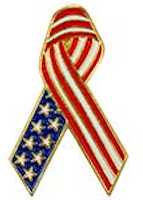 American Flag Ribbon Metal Pin