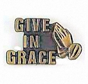 Give in Grace Pin With Praying Hands Golden