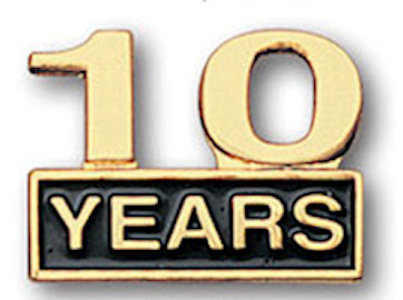 Gold Year of Service Pins 1, 2, 10, 15, -25 Years