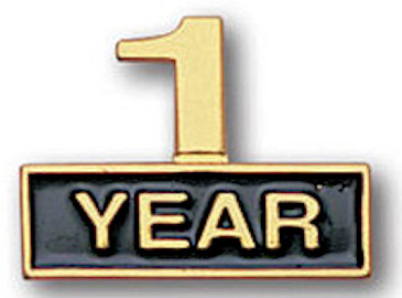 Gold Year of Service Pins 1, 2, 10, 15, -25 Years