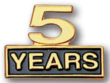 Gold Year of Service Pins 1, 2, 10, 15, -25 Years