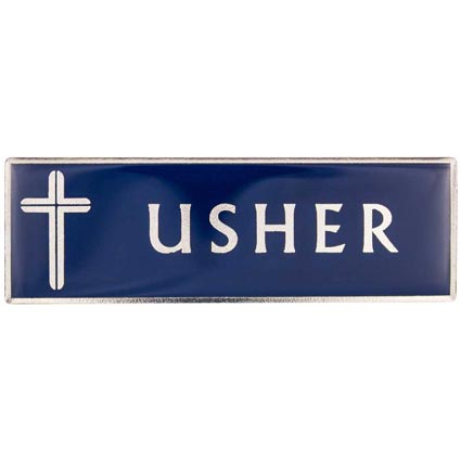 Blue Magnetic Usher Badge (Gold or Silver)